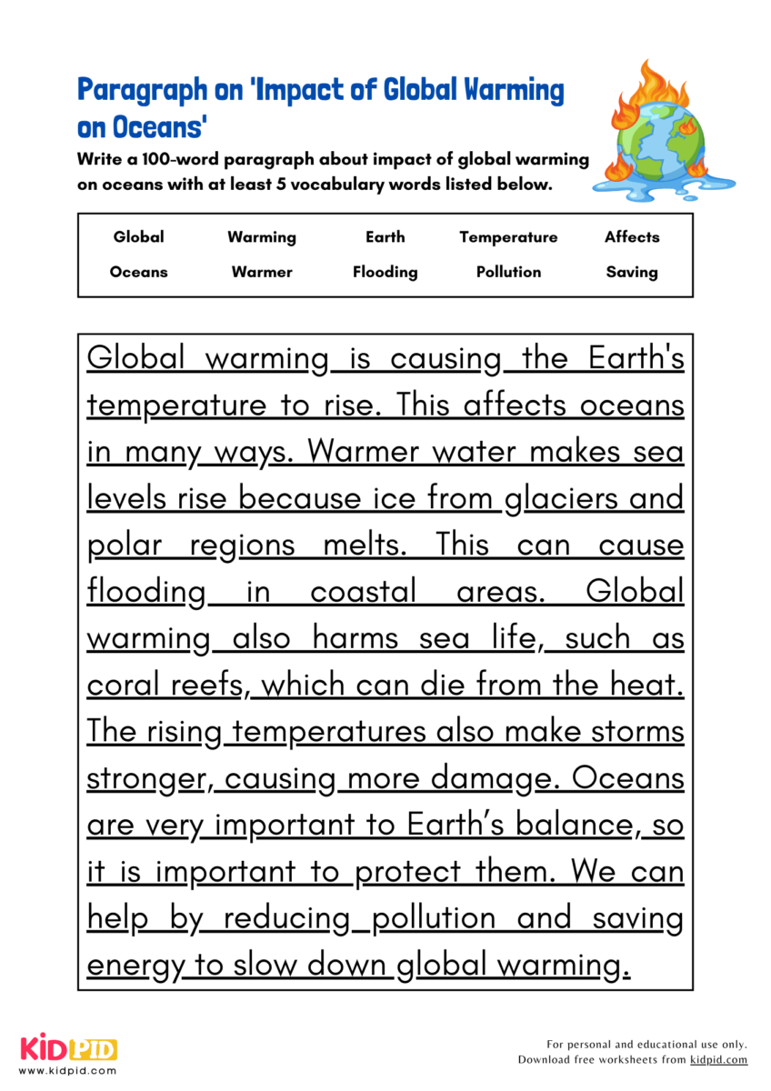 Paragraph on 'Impact of Global Warming on Oceans' - Kidpid