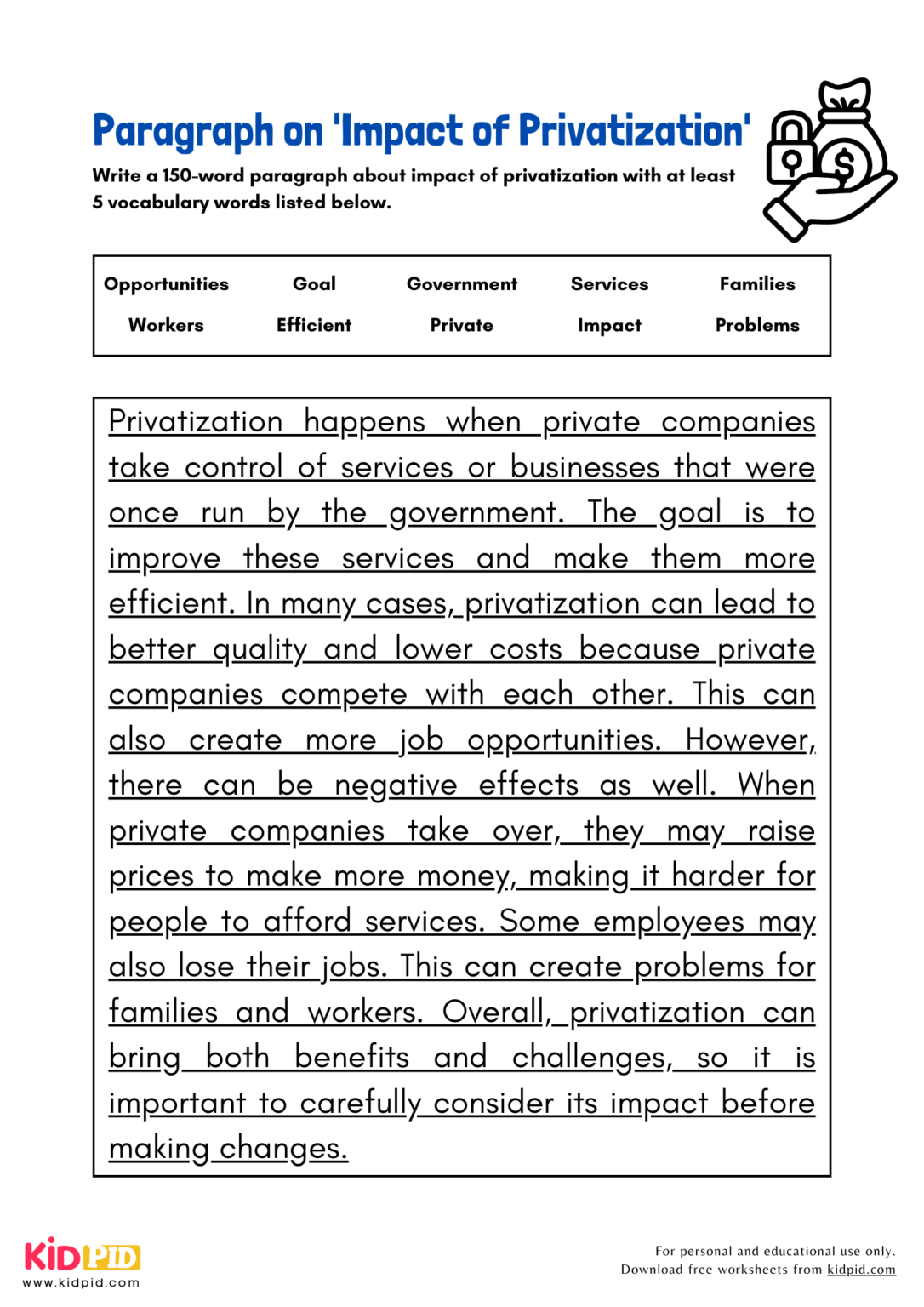 Paragraph on 'Impact of Privatization' - Kidpid