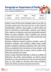 Paragraph on 'Importance of Family' - Kidpid