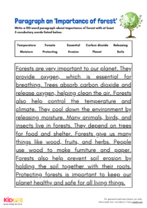 Paragraph on 'Importance of Forest' - Kidpid