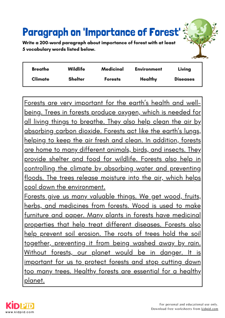 Paragraph on 'Importance of Forest' - Kidpid