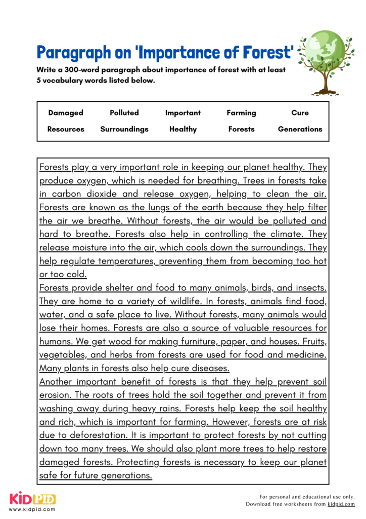 Paragraph on 'Importance of Forest' - Kidpid