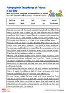 Paragraph on 'Importance of Friends in our Life' - Kidpid