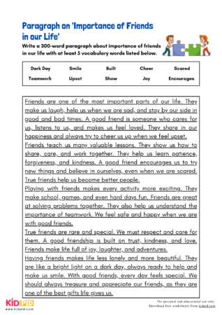 Paragraph on 'Importance of Friends in our Life' - Kidpid