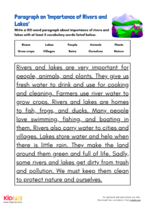 Paragraph on 'Importance of Rivers and Lakes' - Kidpid