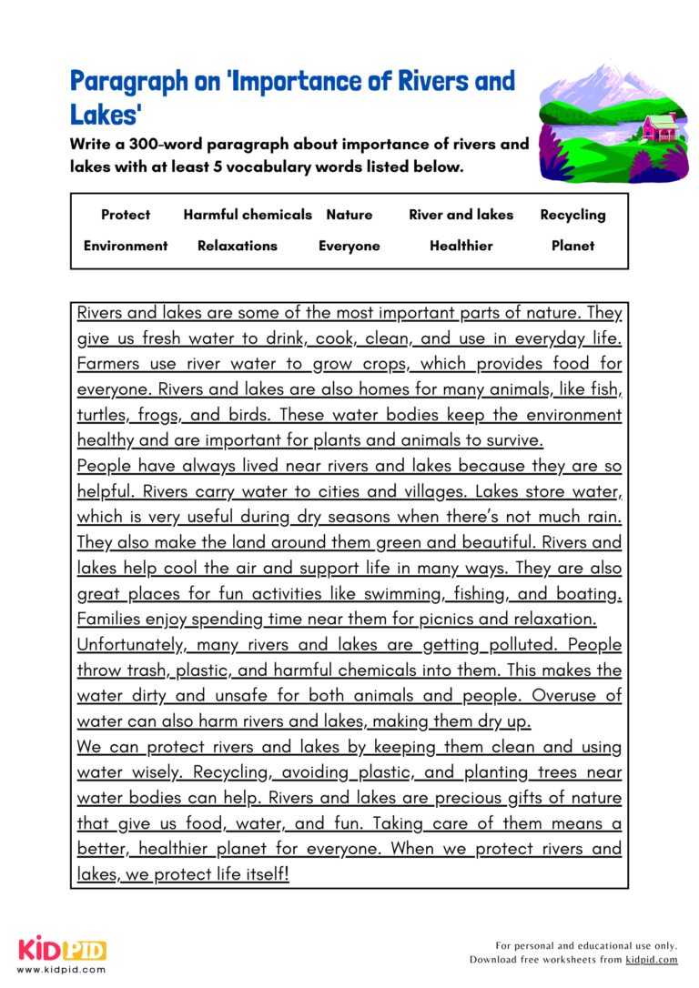 Paragraph on 'Importance of Rivers and Lakes' - Kidpid