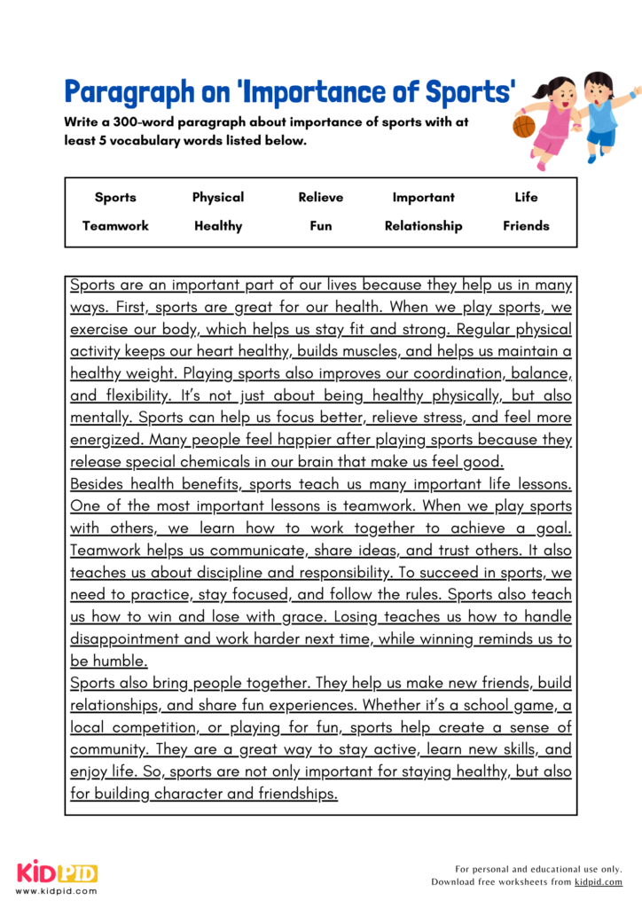 Paragraph on 'Importance of Sports' - Kidpid