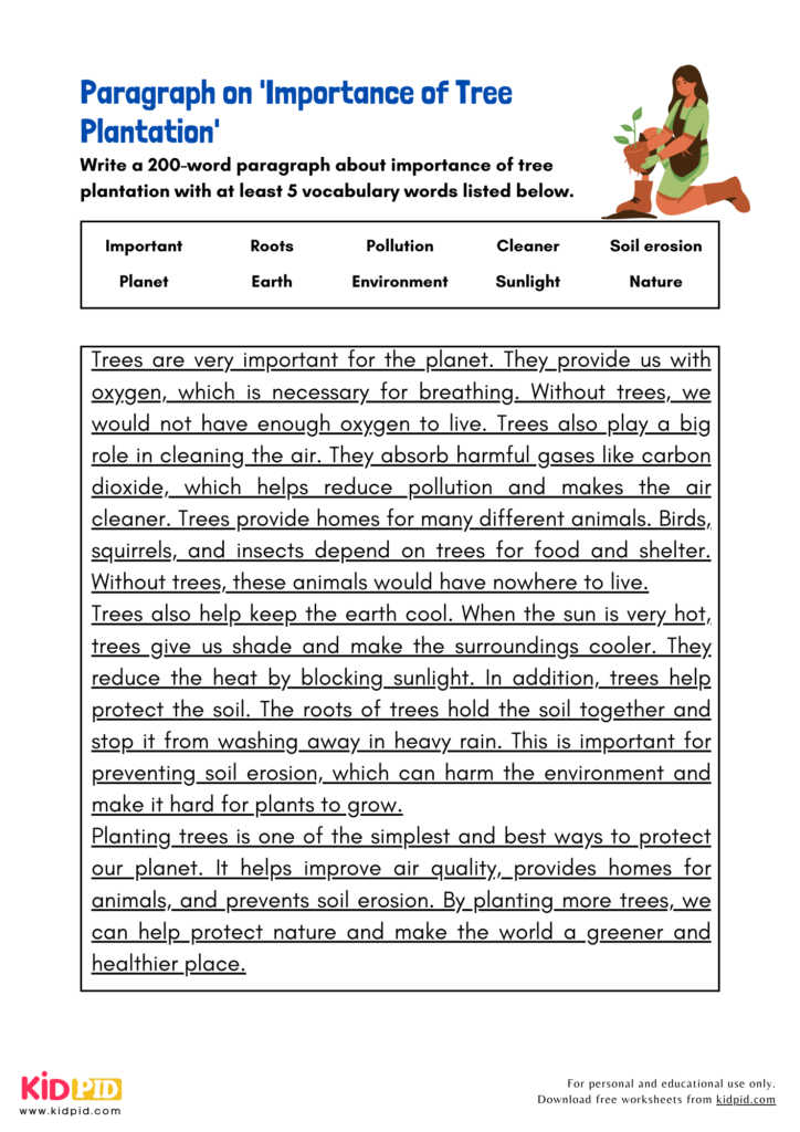 Paragraph on Tree Plantation and It's Importance - Kidpid