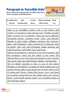 Paragraph on 'Incredible India' - Kidpid