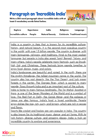 Paragraph on 'Incredible India' - Kidpid
