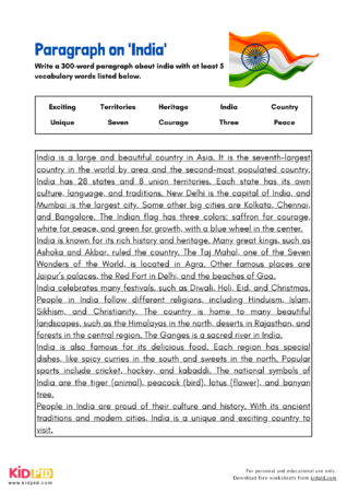 Paragraph on 'India' - Kidpid