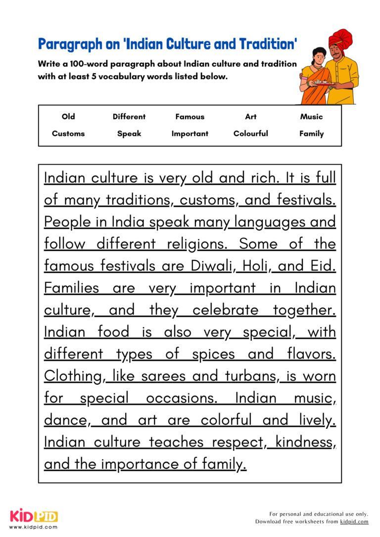 Paragraph on 'Indian Culture and Tradition' - Kidpid
