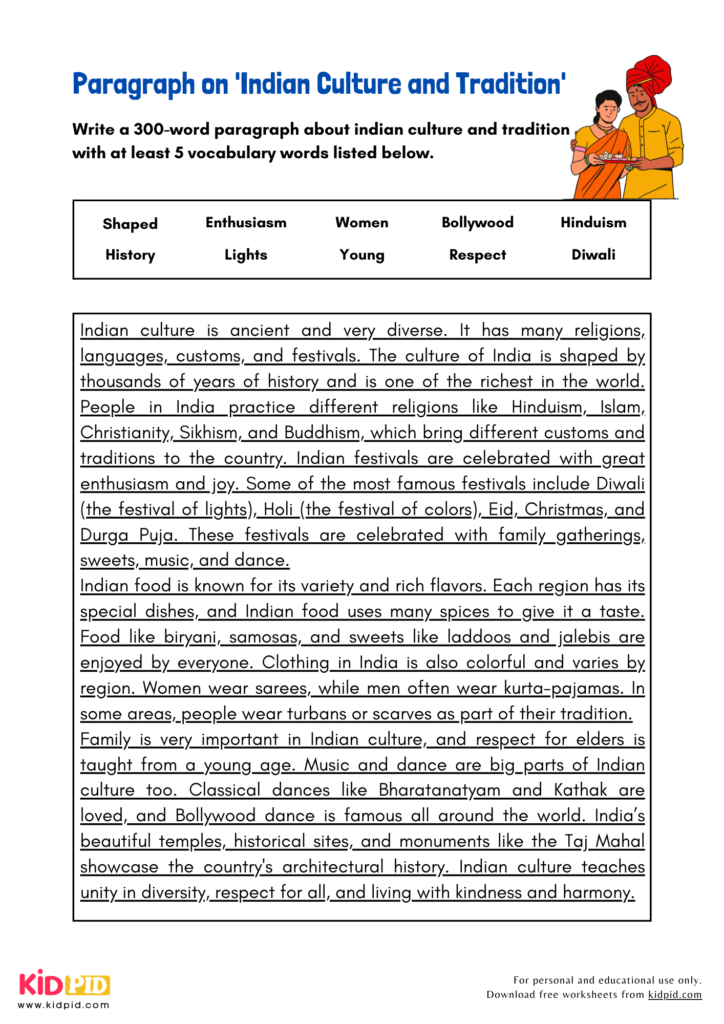 Paragraph on 'Indian Culture and Tradition' - Kidpid