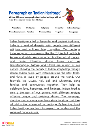 Paragraph on 'Indian Heritage' - Kidpid