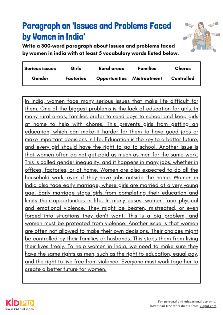 Paragraph on 'Issues and Problems Faced by Women in India' - Kidpid
