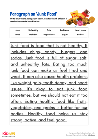 Paragraph on 'Junk Food' - Kidpid