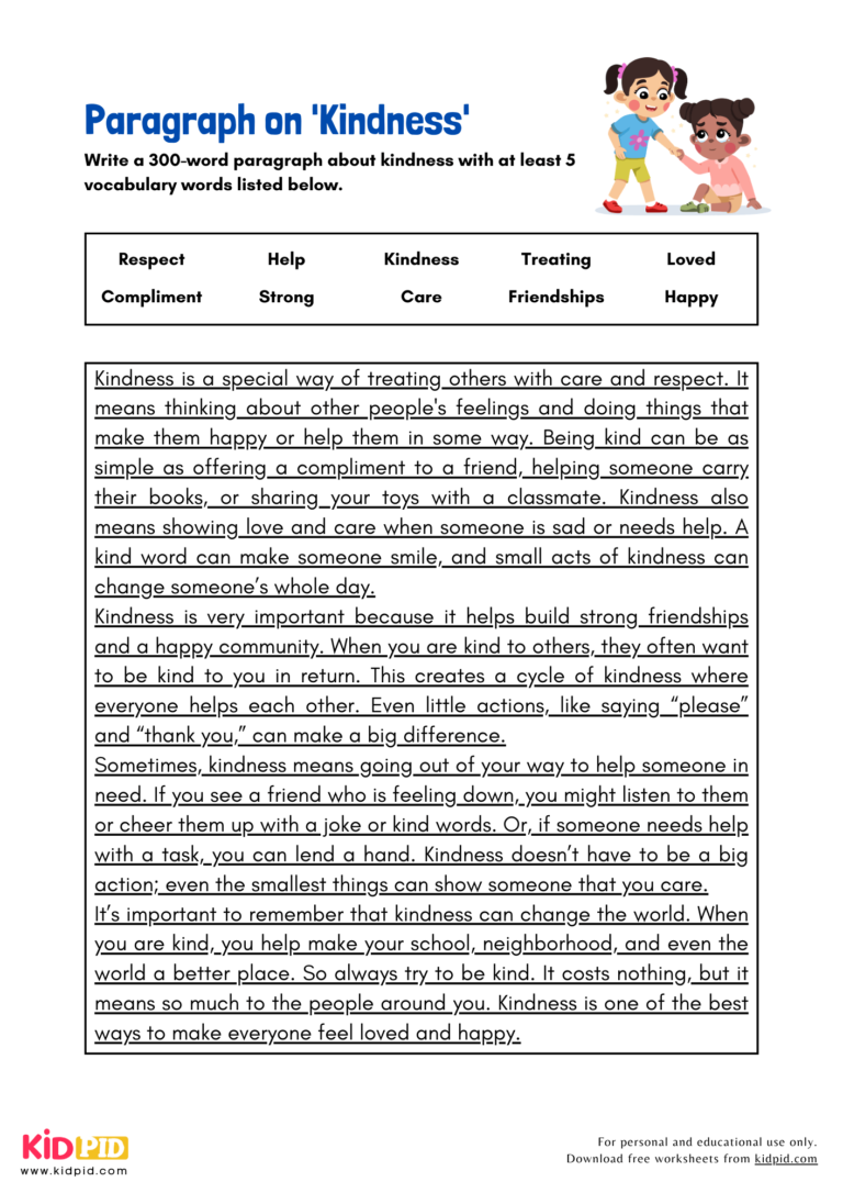 Paragraph on 'Kindness' - Kidpid