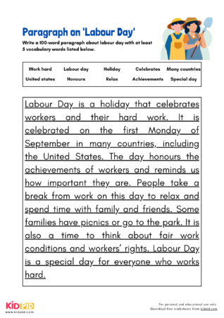 Paragraph on 'Labour Day' - Kidpid