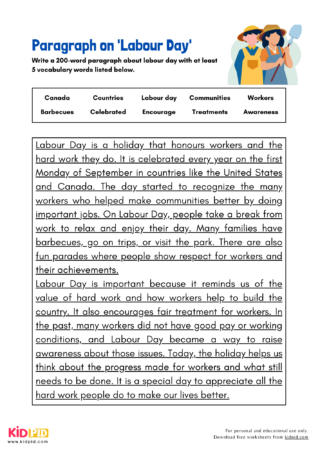 Paragraph on 'Labour Day' - Kidpid