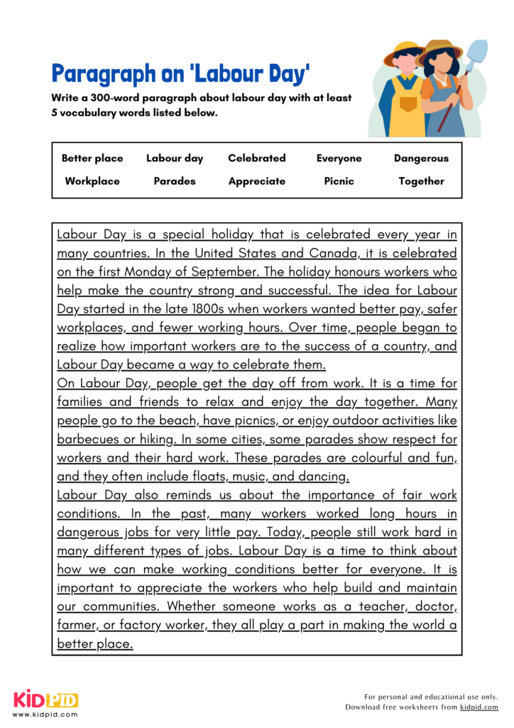 Paragraph on 'Labour Day' - Kidpid