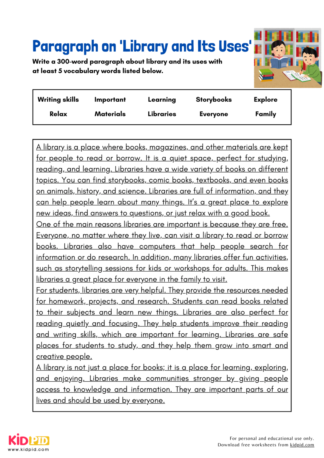 Paragraph on 'Library and Its Uses' - Kidpid
