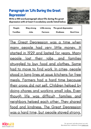 Paragraph on 'Life During the Great Depression' - Kidpid