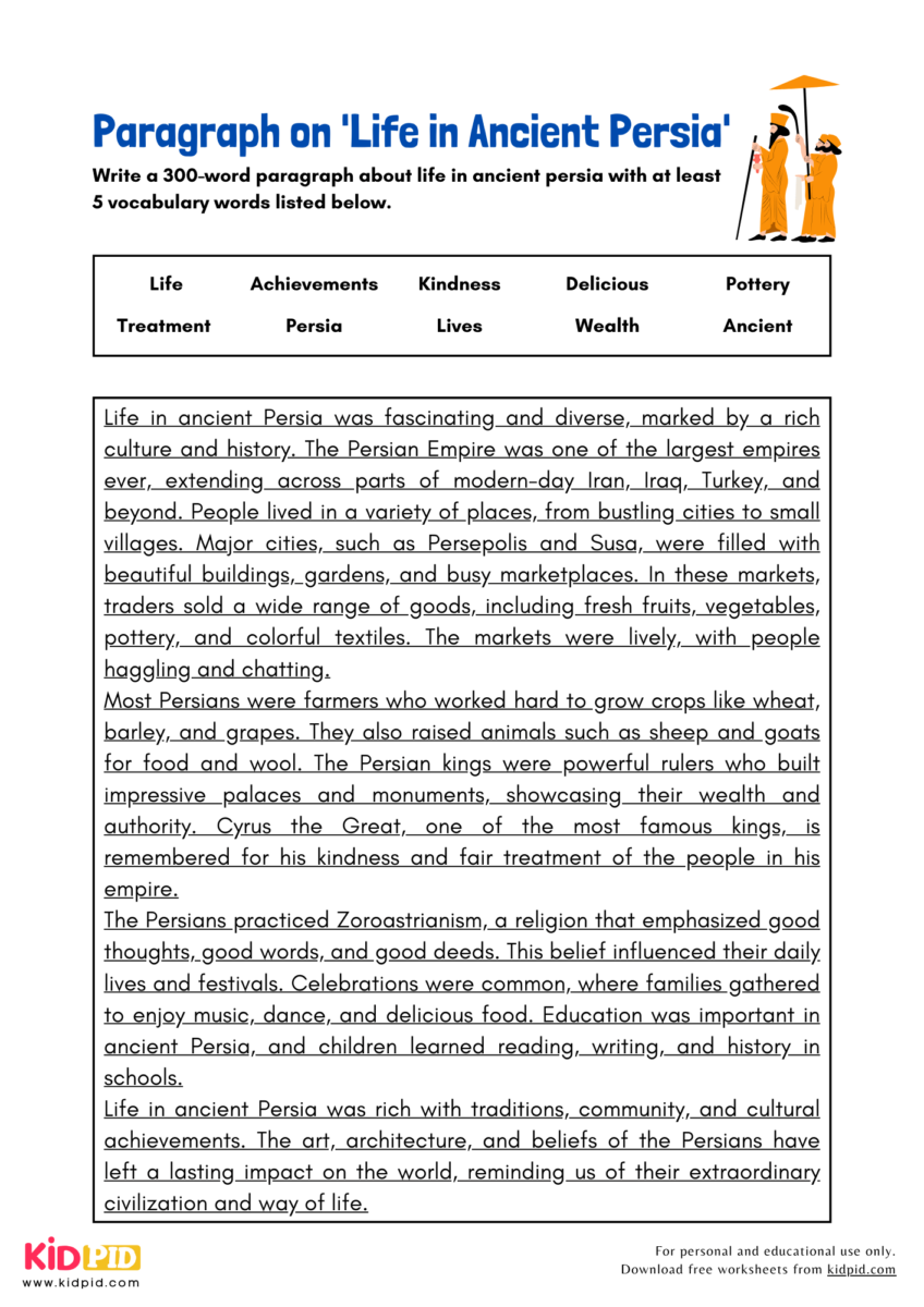 Paragraph on 'Life in Ancient Persia' - Kidpid