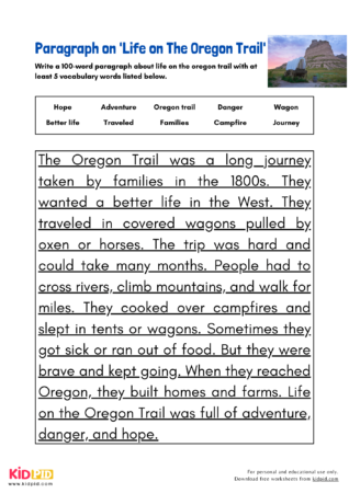 Paragraph on 'Life on the Oregon Trail' - Kidpid