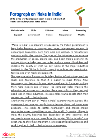 Paragraph on 'Make In India' - Kidpid