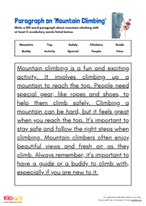 Paragraph on 'Mountain Climbing' - Kidpid