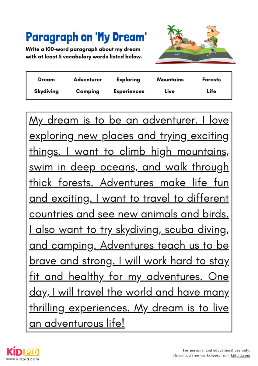Paragraph on 'My Dream' - Kidpid