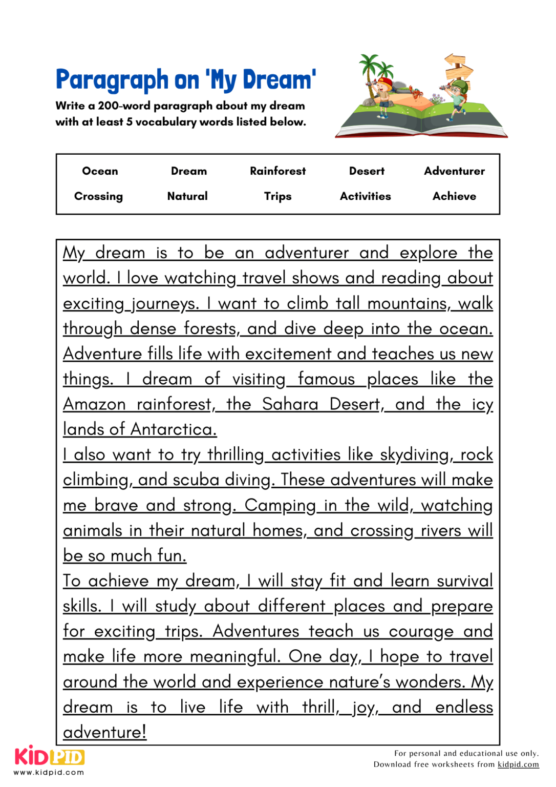 Paragraph on 'My Dream' - Kidpid