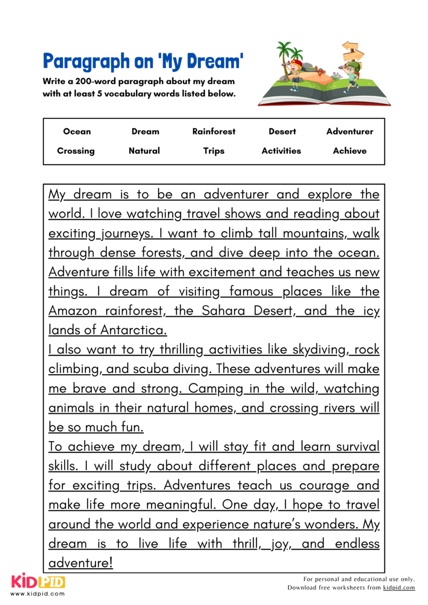 Paragraph on 'My Dream' - Kidpid