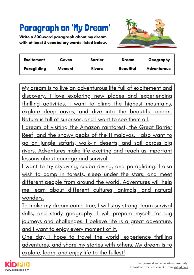 Paragraph on 'My Dream' - Kidpid
