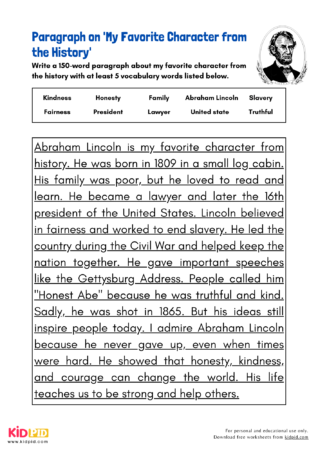 Paragraph on 'My Favorite Character from the History' - Kidpid