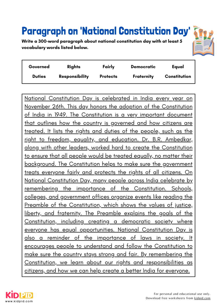 Paragraph on 'National Constitution Day' - Kidpid