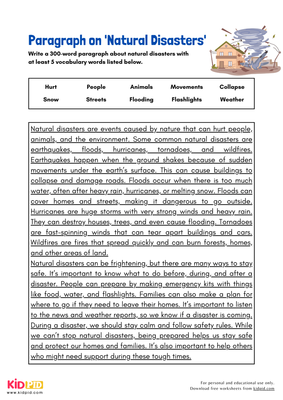 Paragraph on 'Natural Disasters' - Kidpid