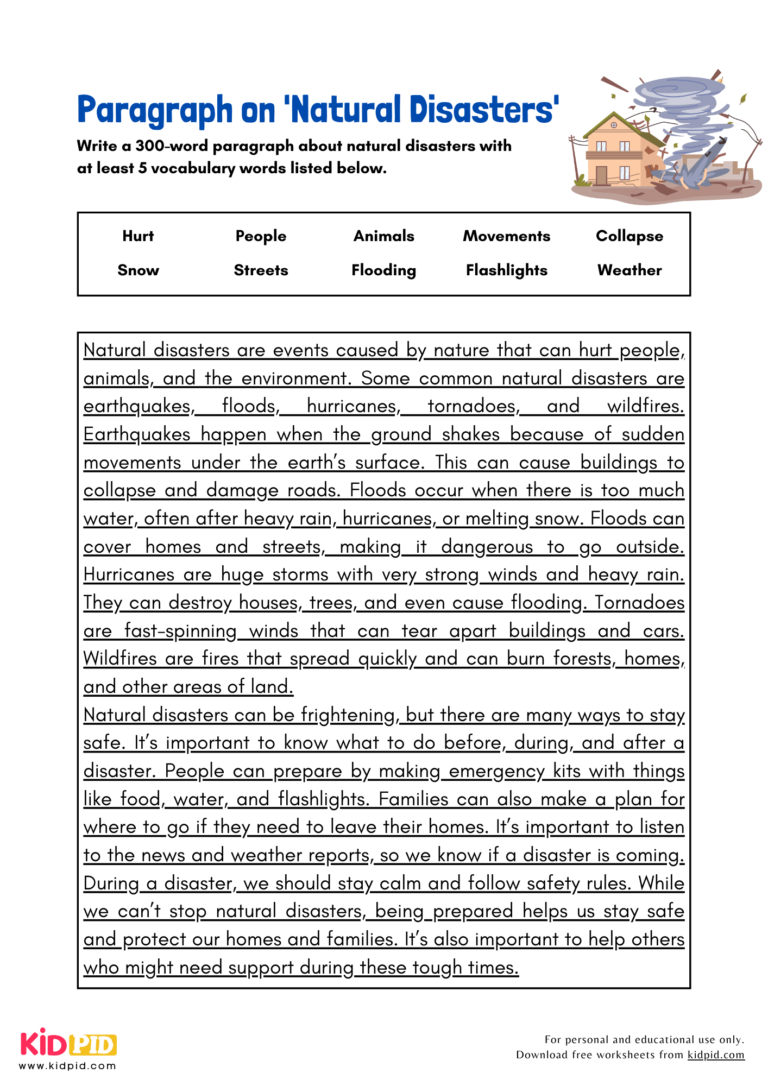 Paragraph on 'Natural Disasters' - Kidpid