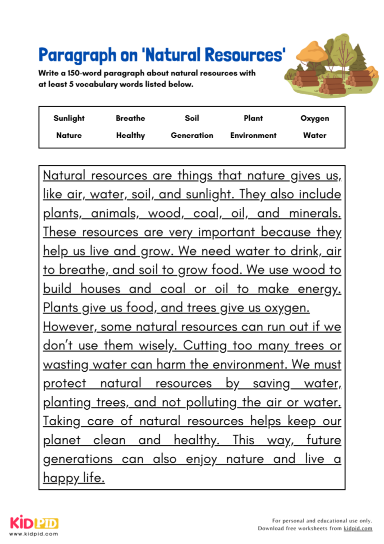 Paragraph on 'Natural Resources' - Kidpid
