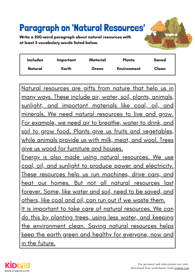 Paragraph on 'Natural Resources' - Kidpid