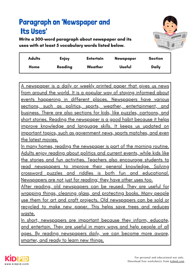 Paragraph on 'Newspaper and Its Uses' - Kidpid