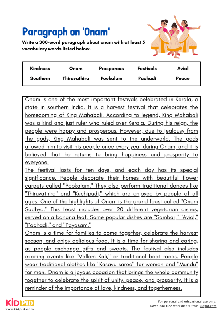 Paragraph on 'Onam' - Kidpid