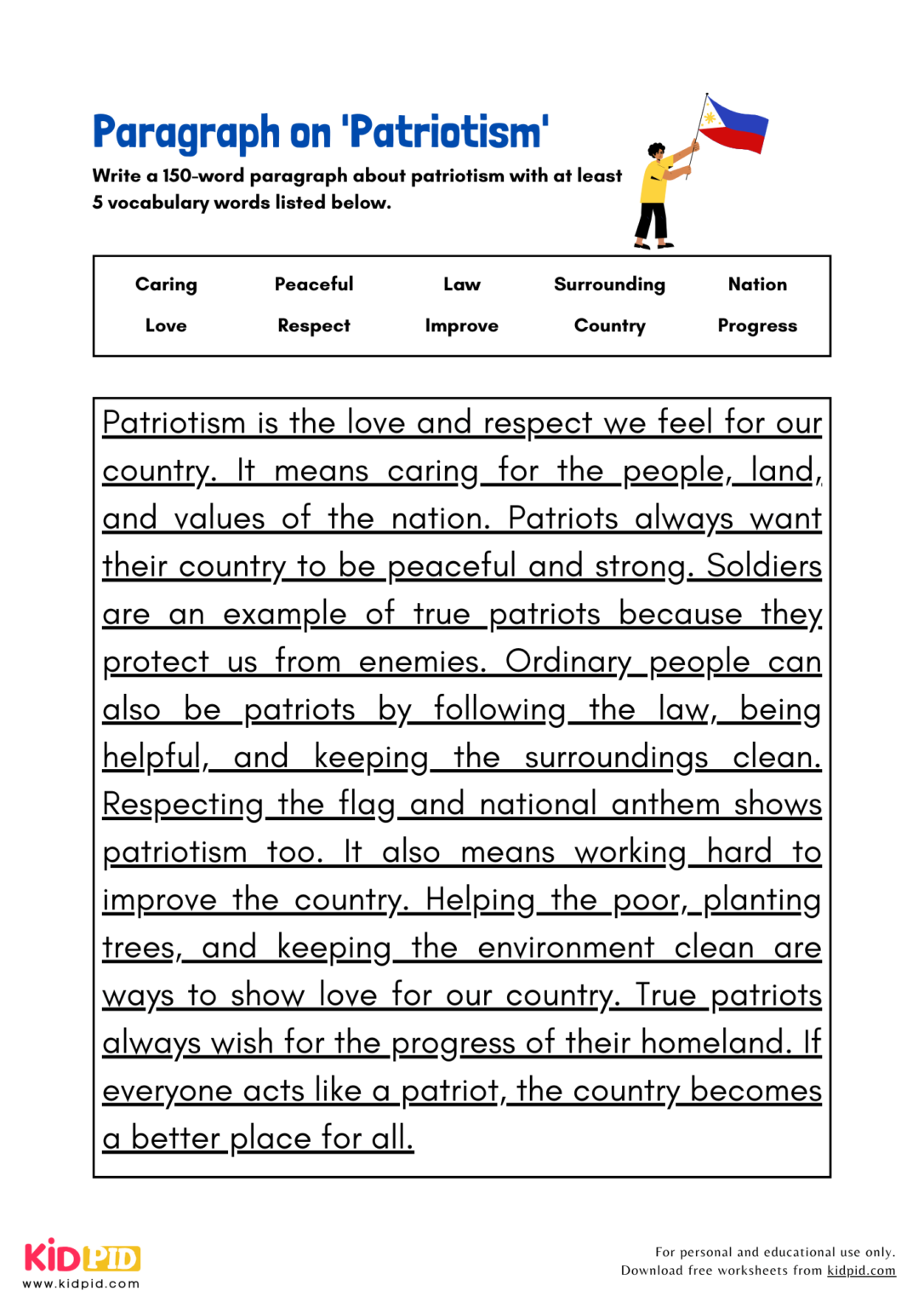 Paragraph on 'Patriotism' - Kidpid