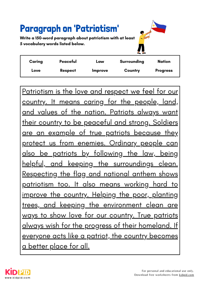 Paragraph on 'Patriotism' - Kidpid