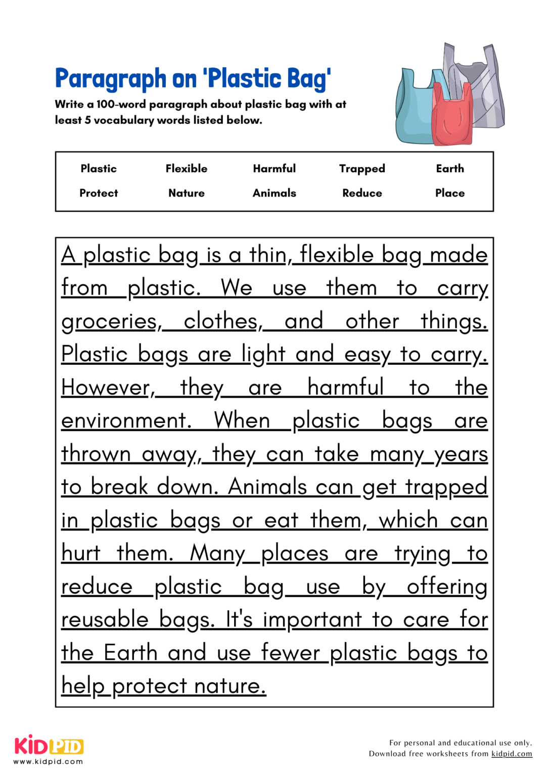 Paragraph on 'Plastic Bag' - Kidpid