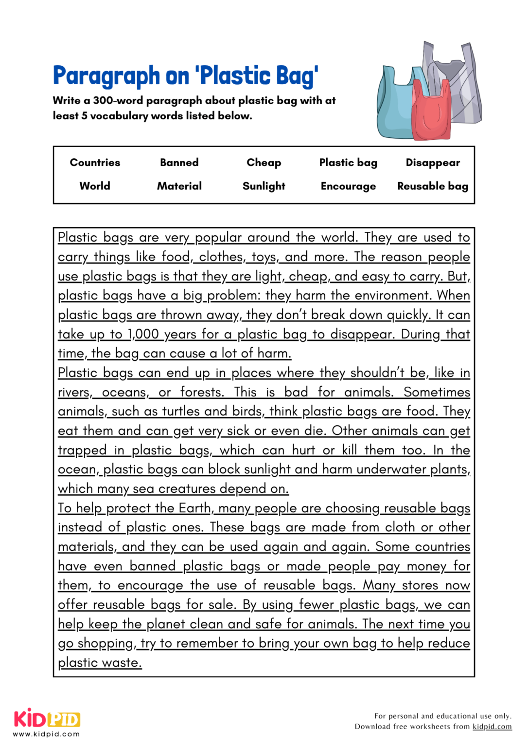 Paragraph on 'Plastic Bag' - Kidpid