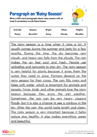 Paragraph on 'Rainy Season' - Kidpid