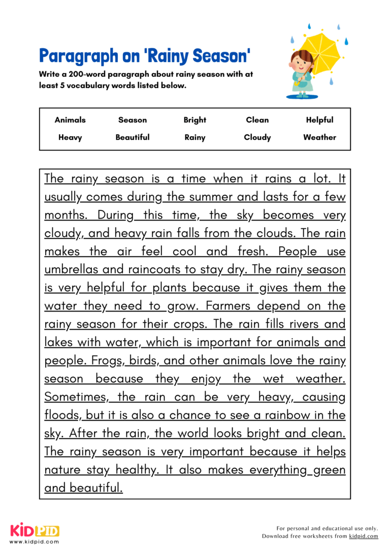 Paragraph on 'Rainy Season' - Kidpid