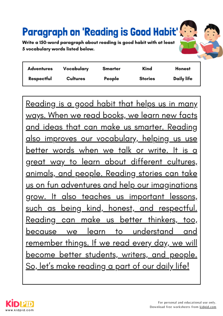 Paragraph on 'Reading is Good Habit' - Kidpid