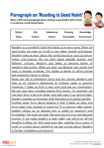 Paragraph on 'Reading is Good Habit' - Kidpid